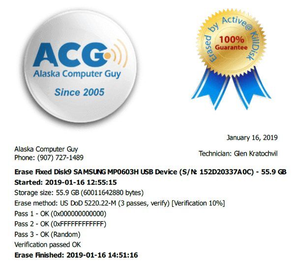 Secure Business Data Erasure | Alaska Computer Guy